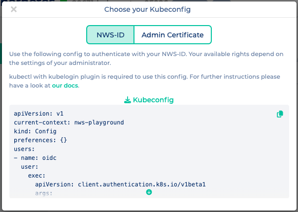 Einrichtung von kubectl - NWS Dokumentation
